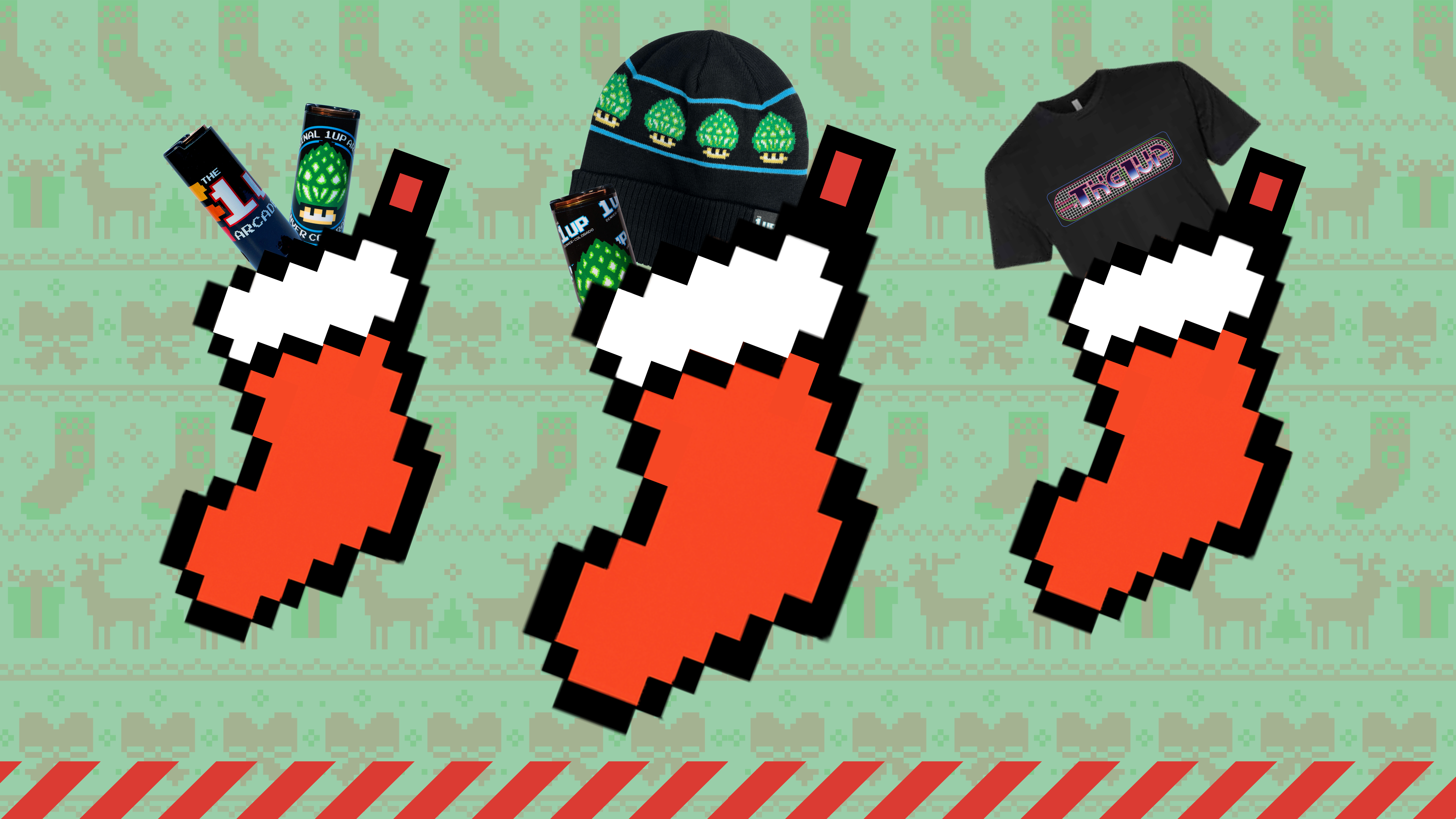 Stuff Stockings, Win the Season – The 1up Arcade Bar®